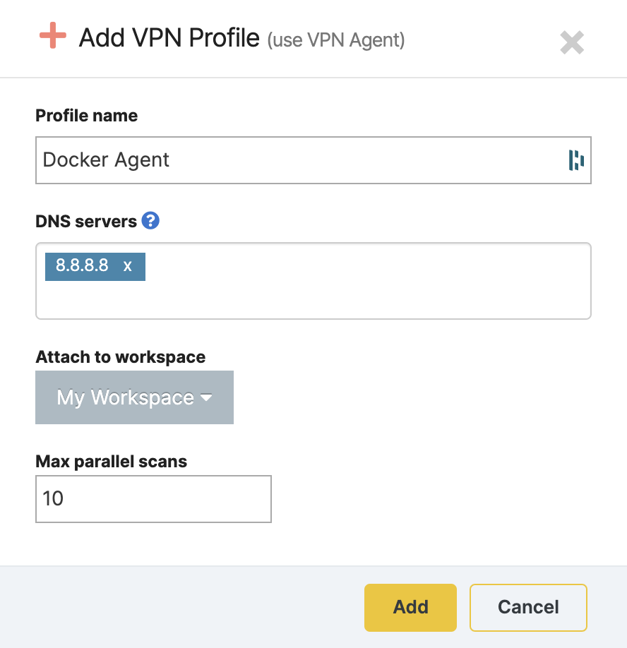 How to scan the internal network using Docker VPN Agent